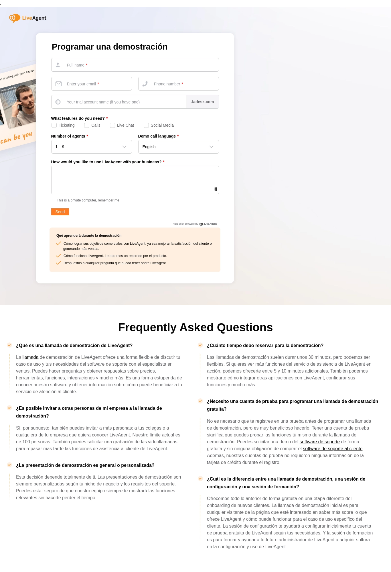 Solicita una Demo - LiveAgent