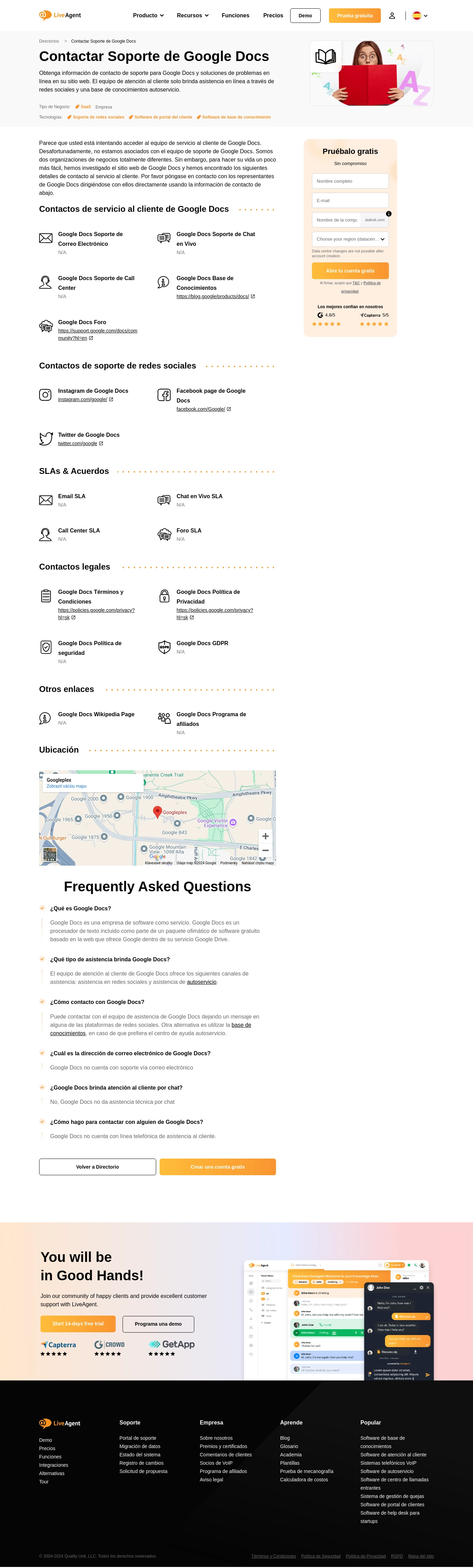 Contactar Soporte de Google Docs - LiveAgent