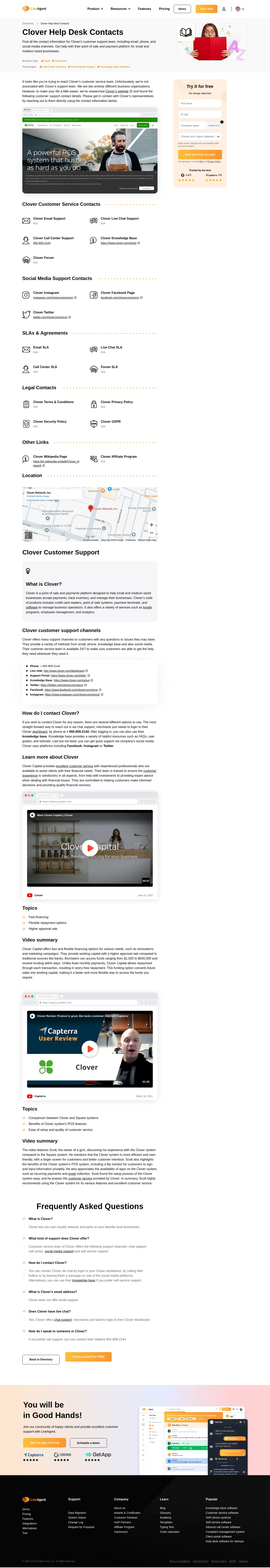 Clover Help Desk Contacts - LiveAgent