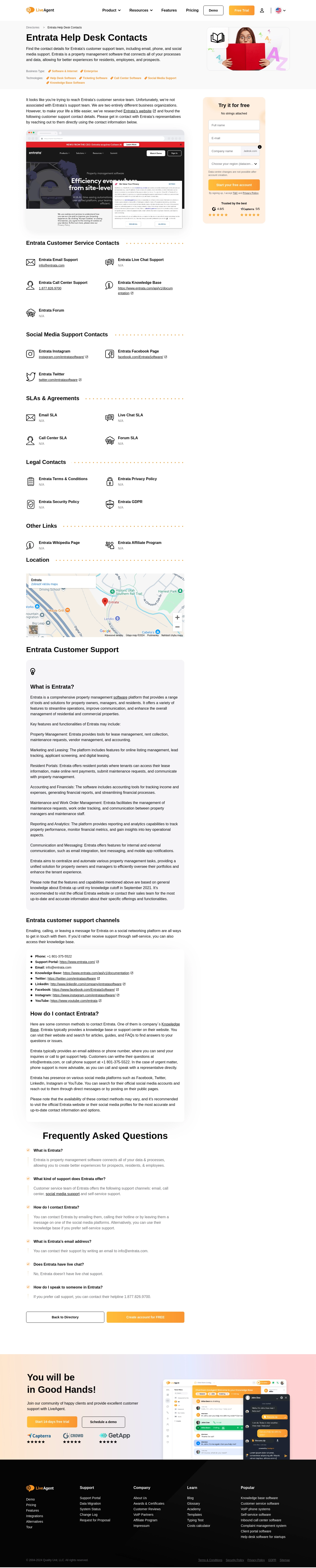 Entrata Help Desk Contacts - LiveAgent