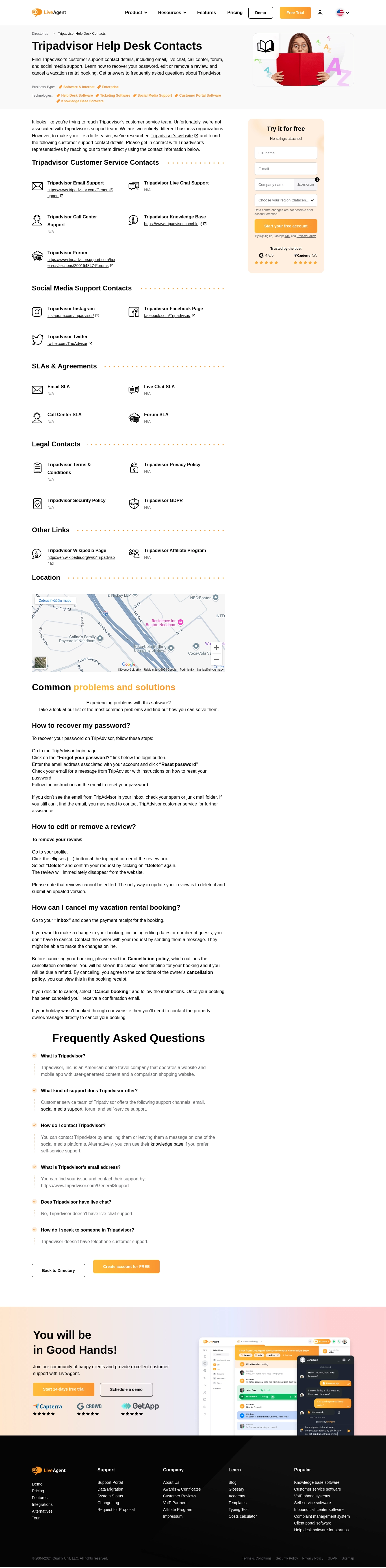 Tripadvisor Help Desk Contacts - LiveAgent