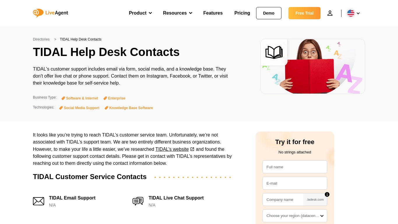 TIDAL Help Desk Contacts - LiveAgent