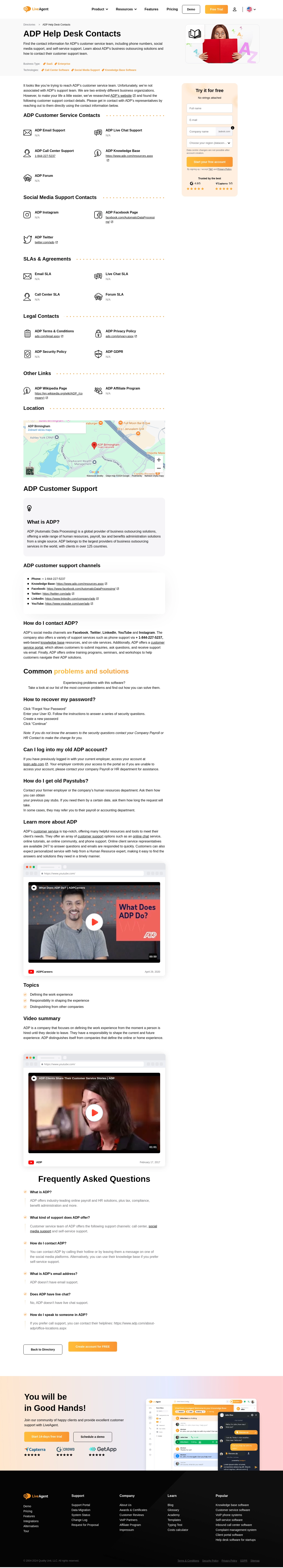 ADP Help Desk Contacts - LiveAgent