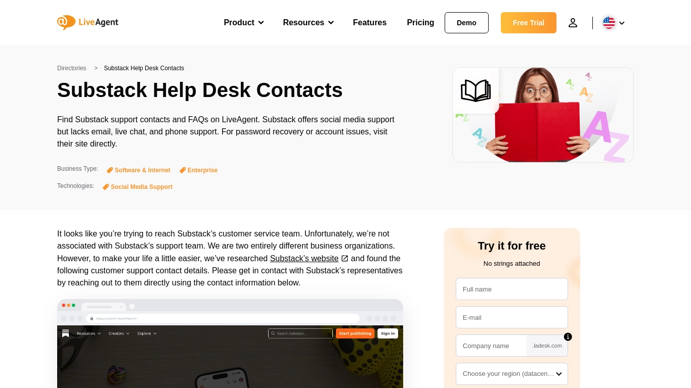 Substack Help Desk Contacts - LiveAgent