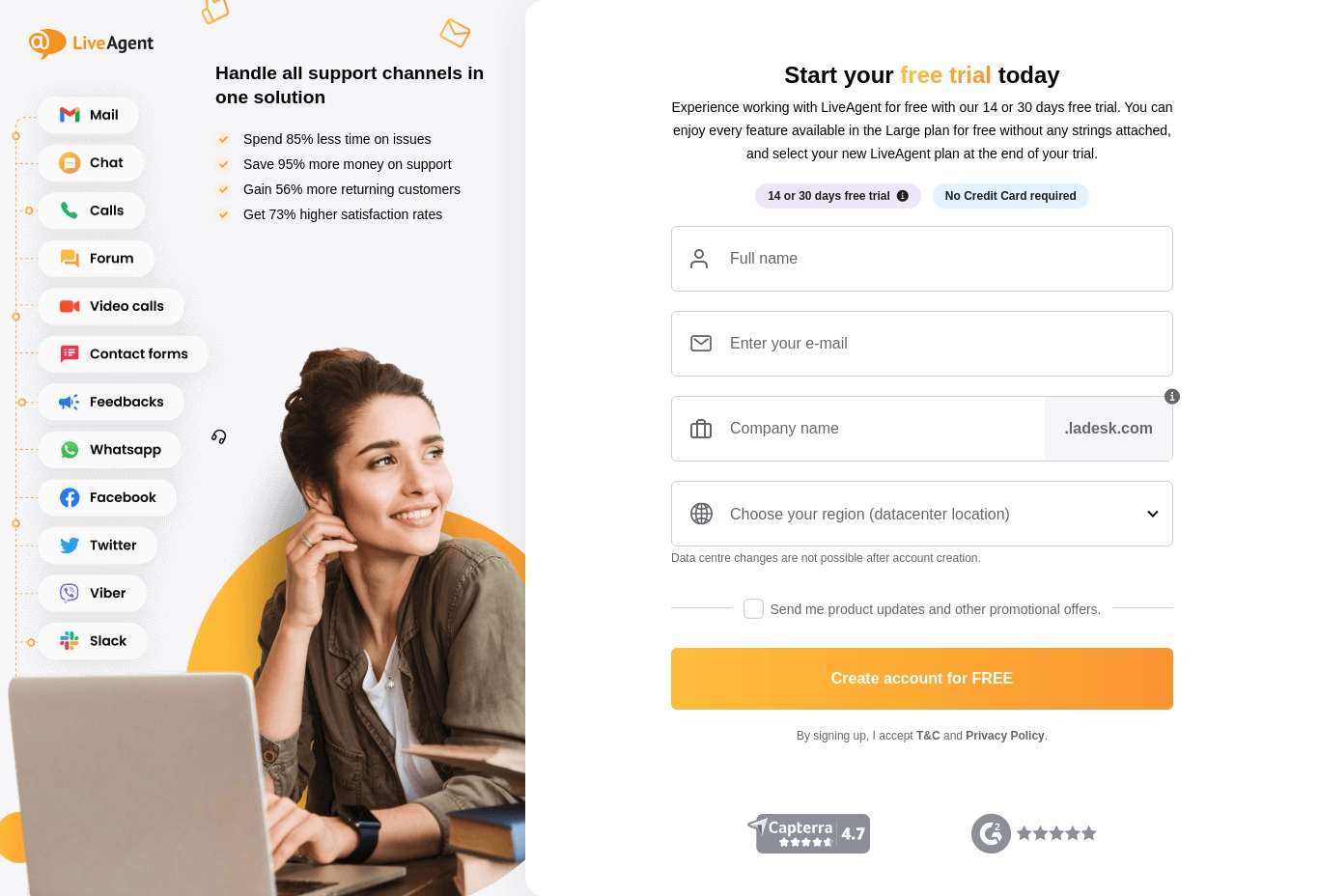 Signup and Start a 30-day Free Trial | LiveAgent