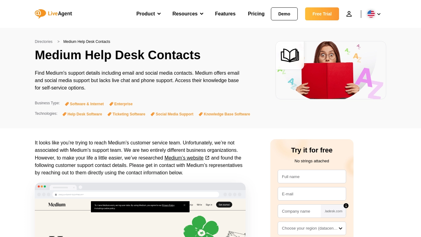 Medium Help Desk Contacts - LiveAgent