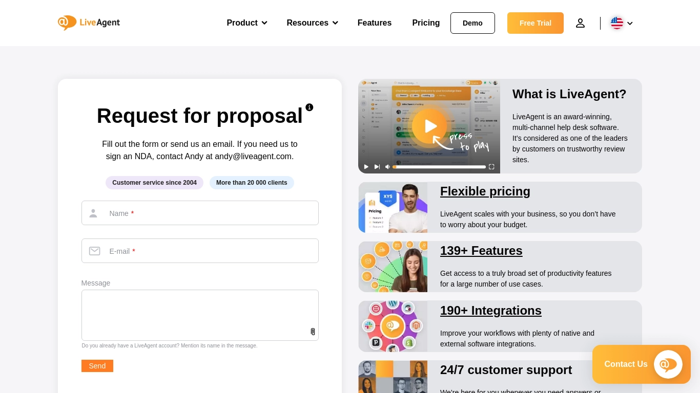 Request for proposal - LiveAgent