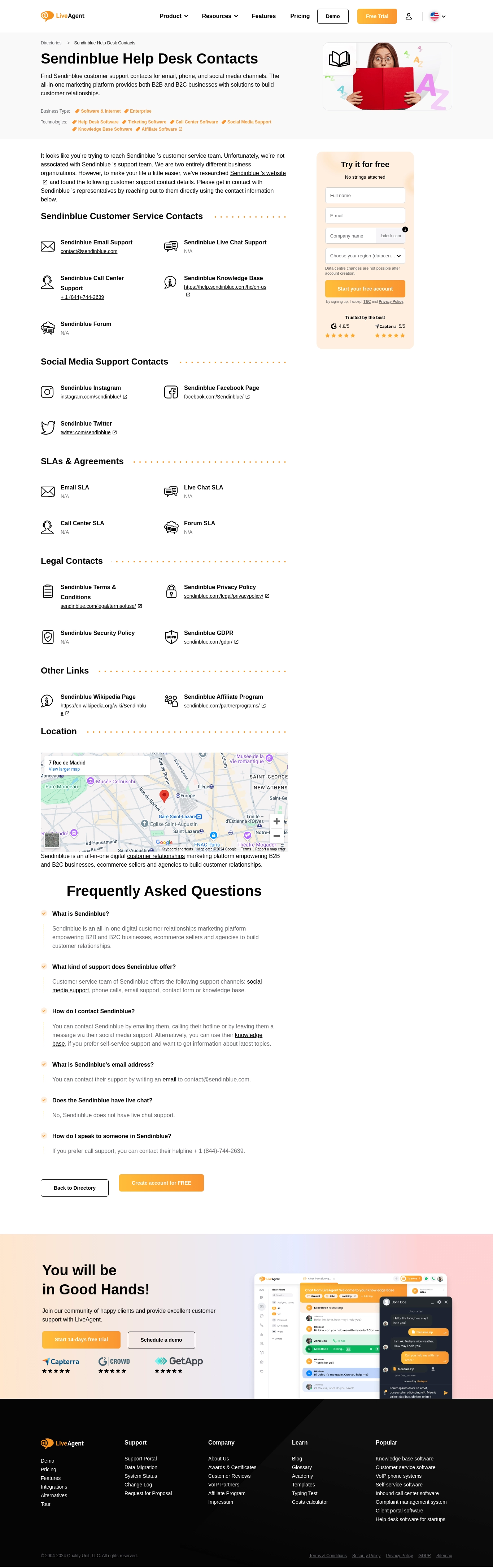 Sendinblue Help Desk Contacts - LiveAgent