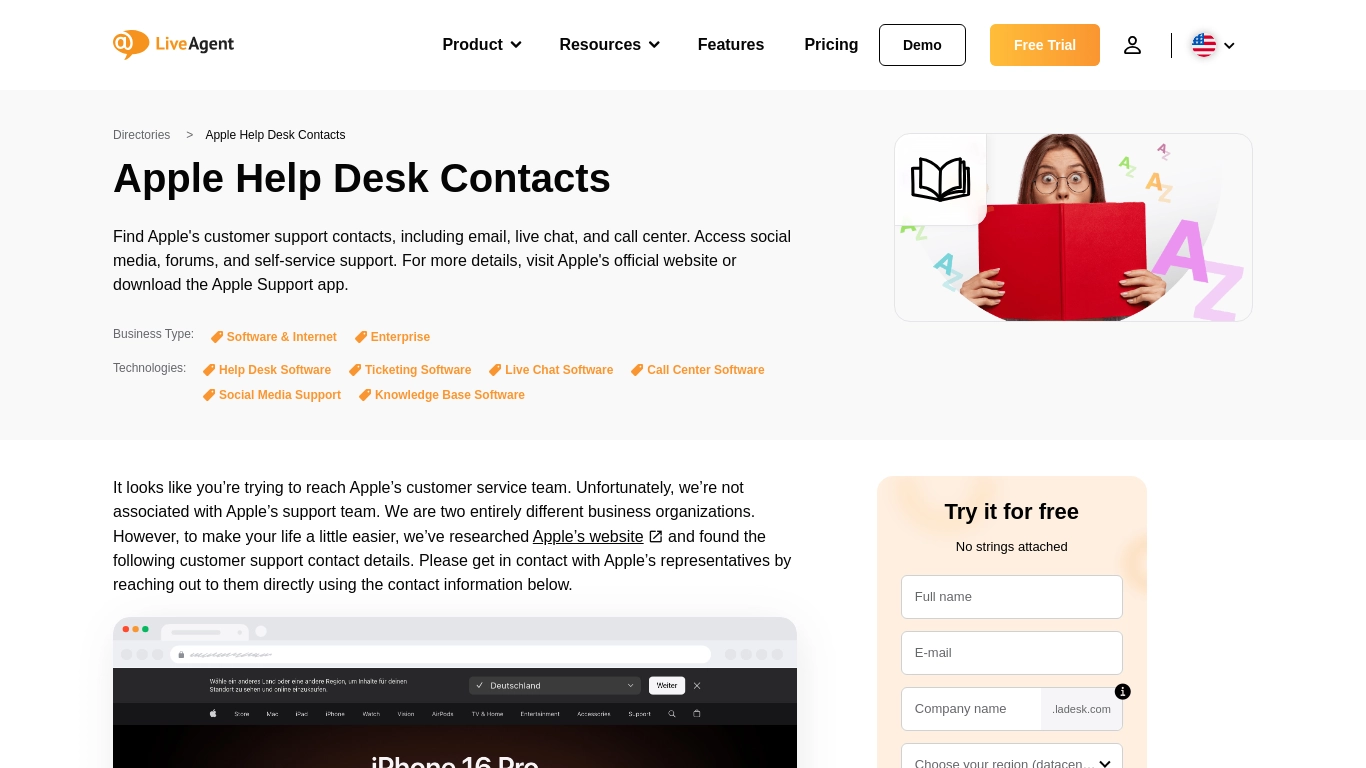 Apple Help Desk Contacts - LiveAgent