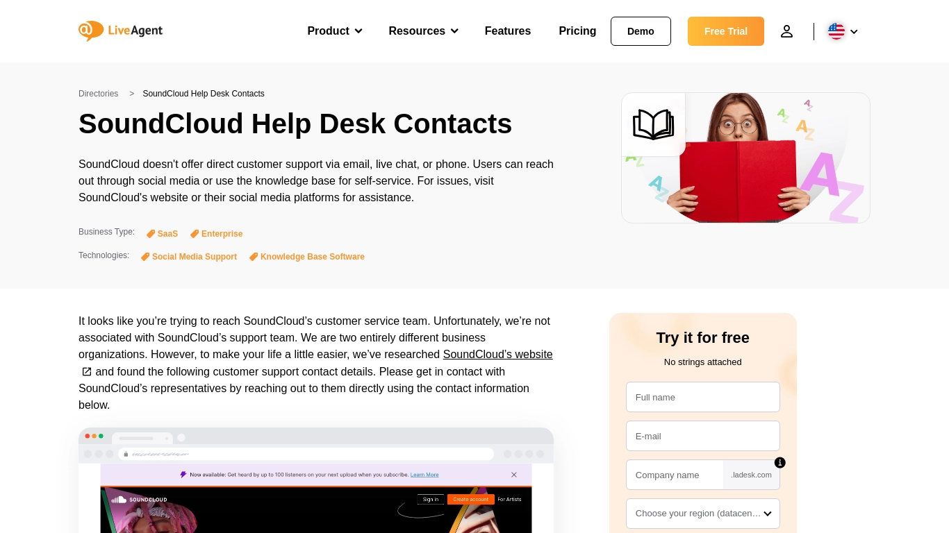 SoundCloud Help Desk Contacts - LiveAgent