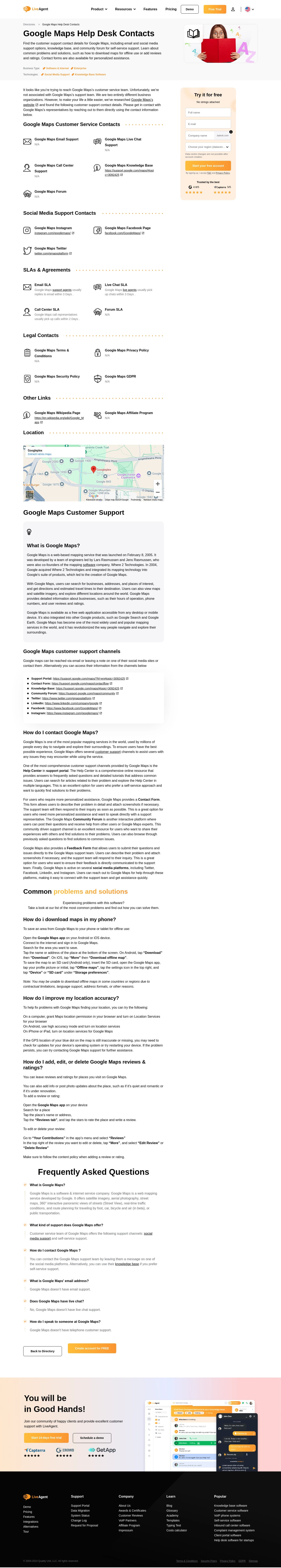 Google Maps Help Desk Contacts - LiveAgent