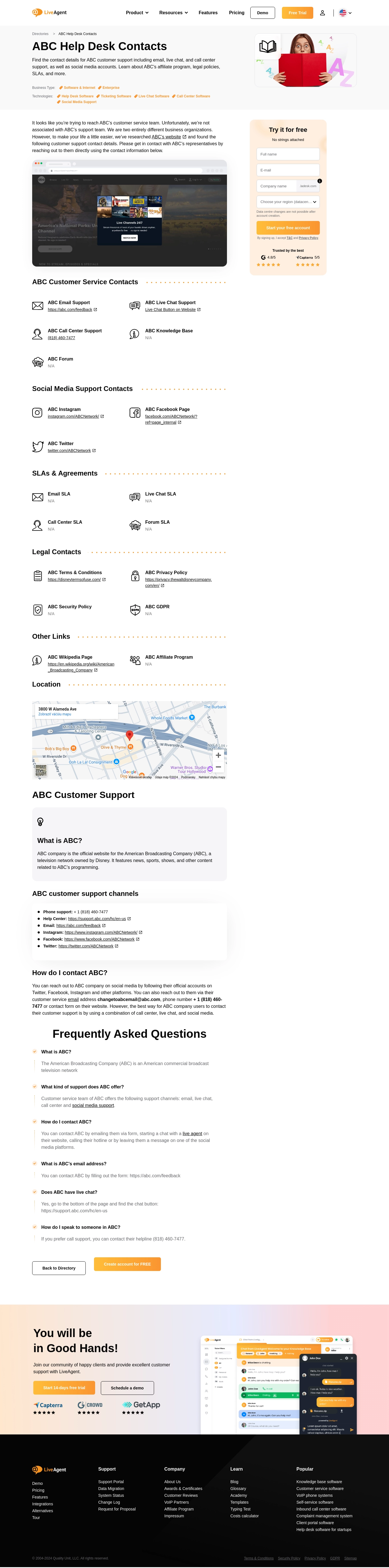ABC Help Desk Contacts - LiveAgent