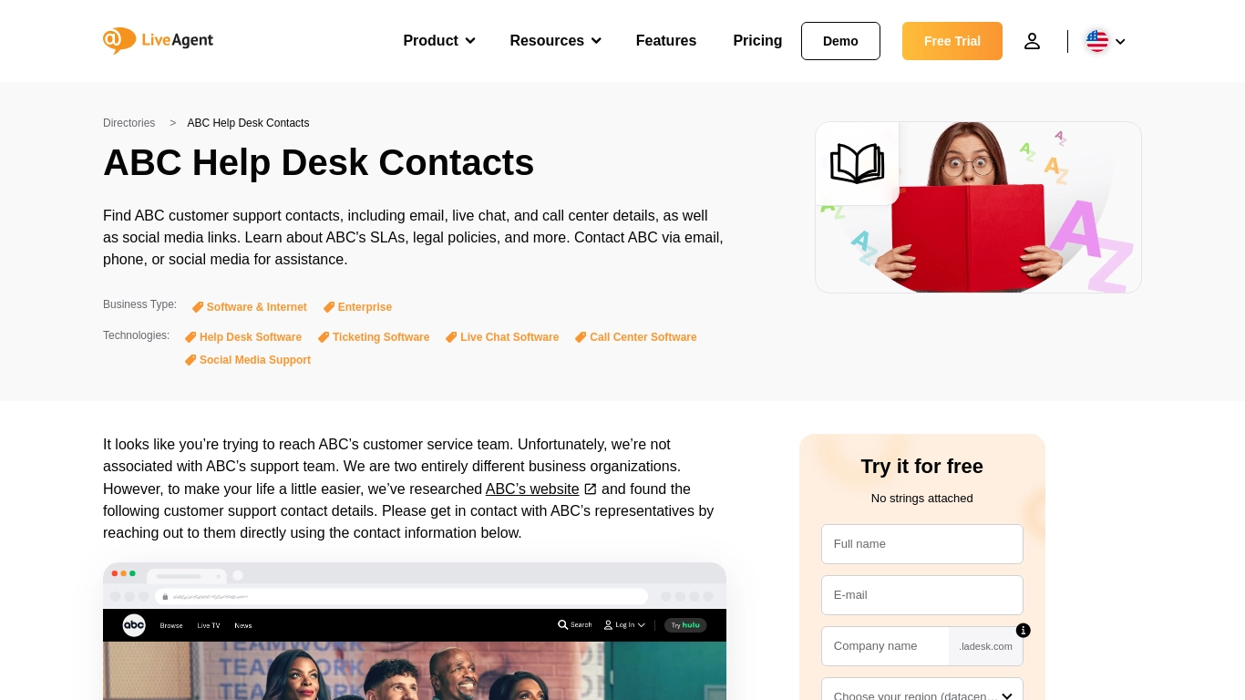 ABC Help Desk Contacts - LiveAgent