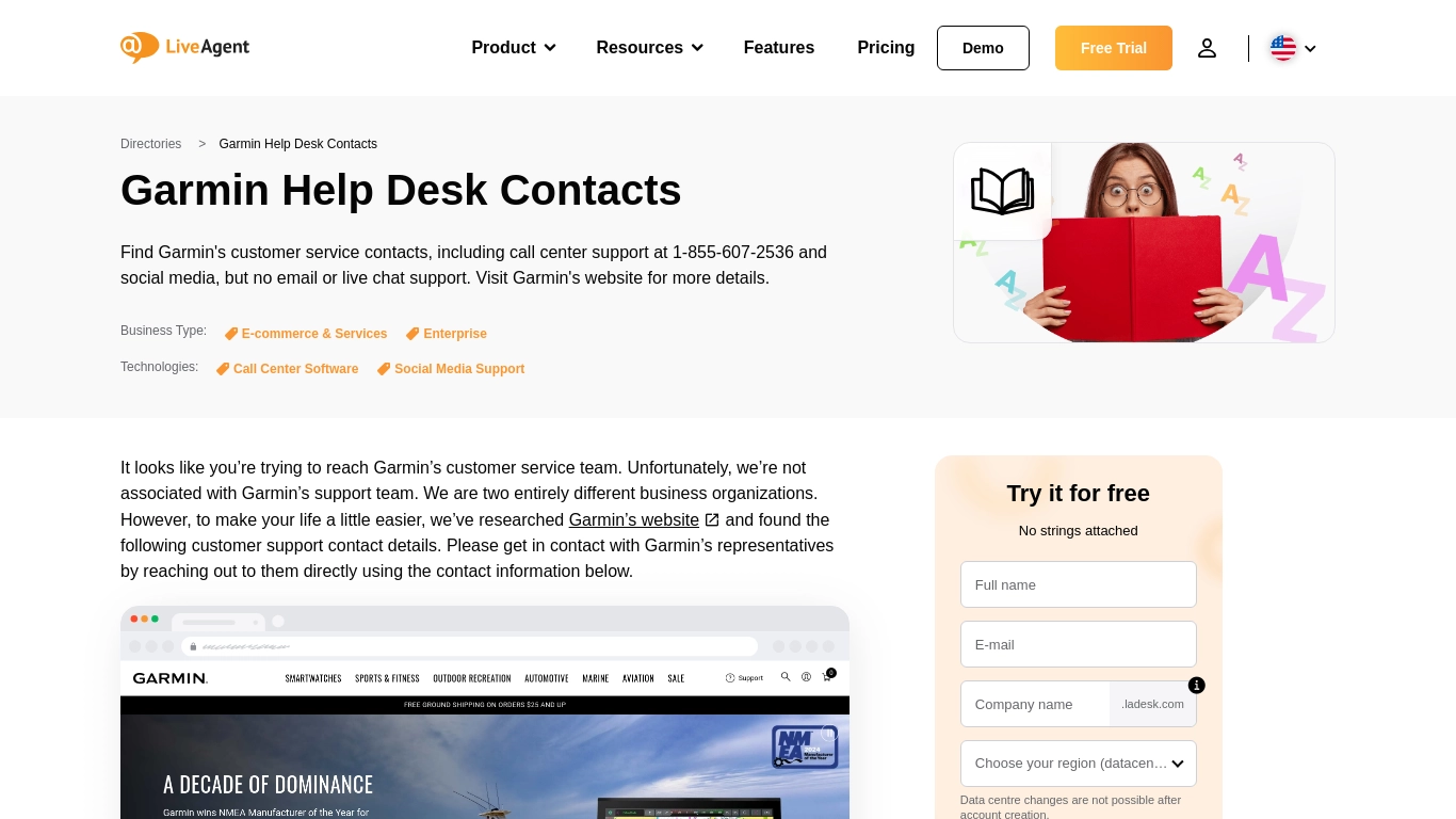 Garmin Help Desk Contacts - LiveAgent