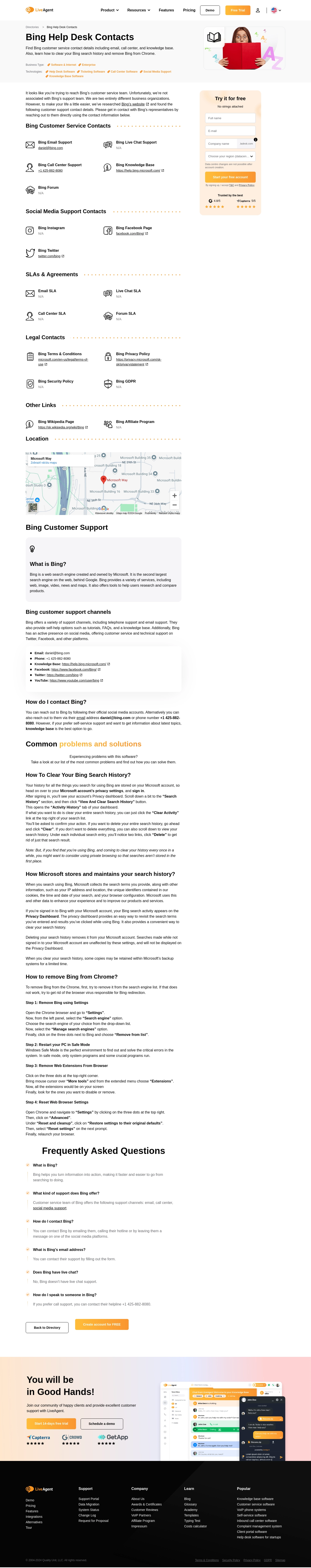 Bing Help Desk Contacts - LiveAgent