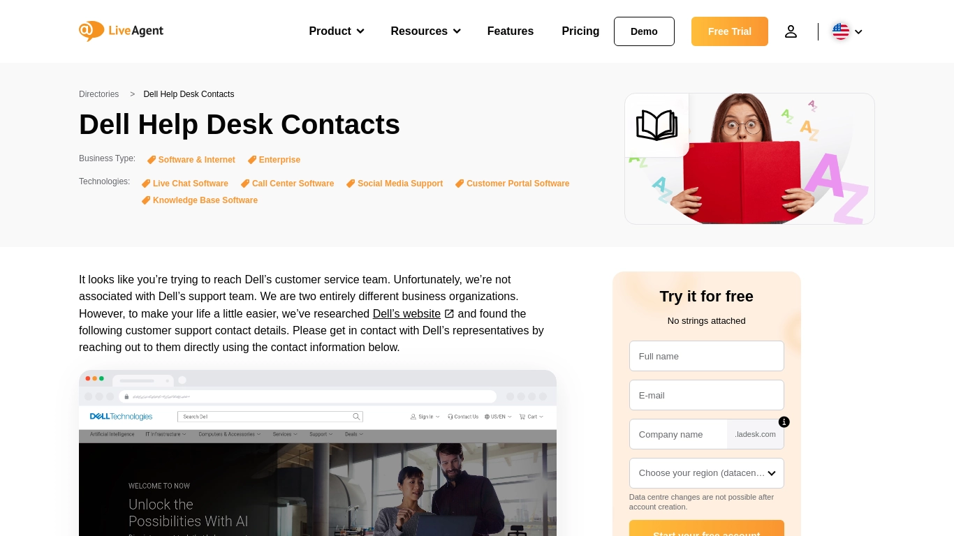 Dell Help Desk Contacts - LiveAgent