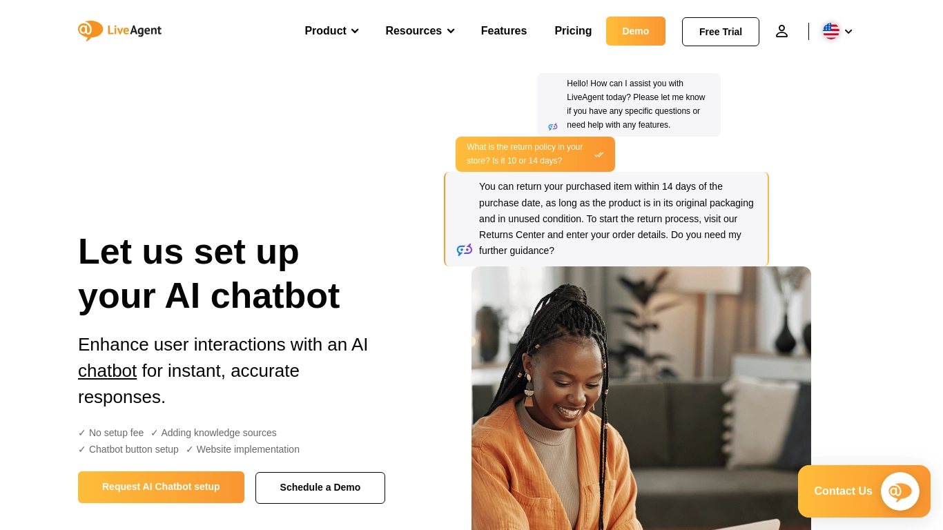 AI Chatbot setup service - LiveAgent