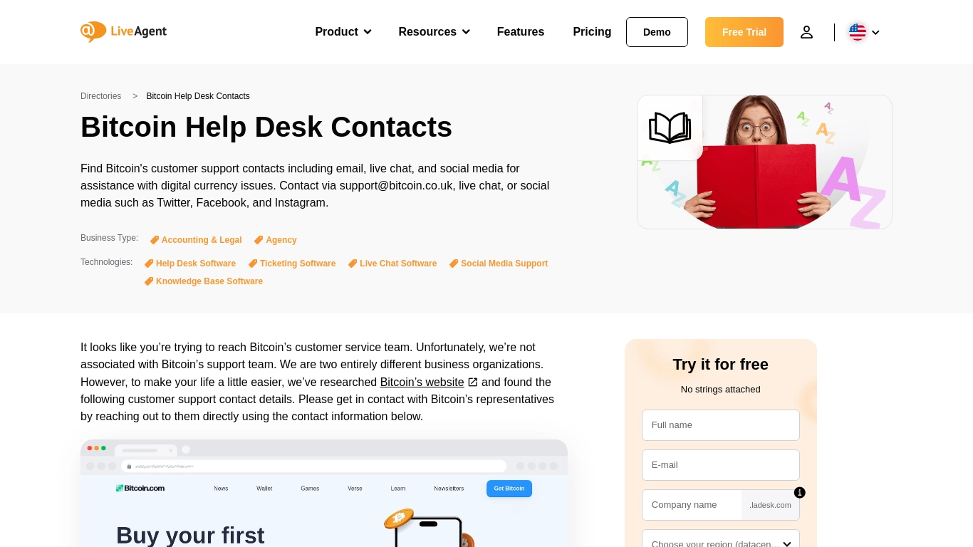 Bitcoin Help Desk Contacts - LiveAgent