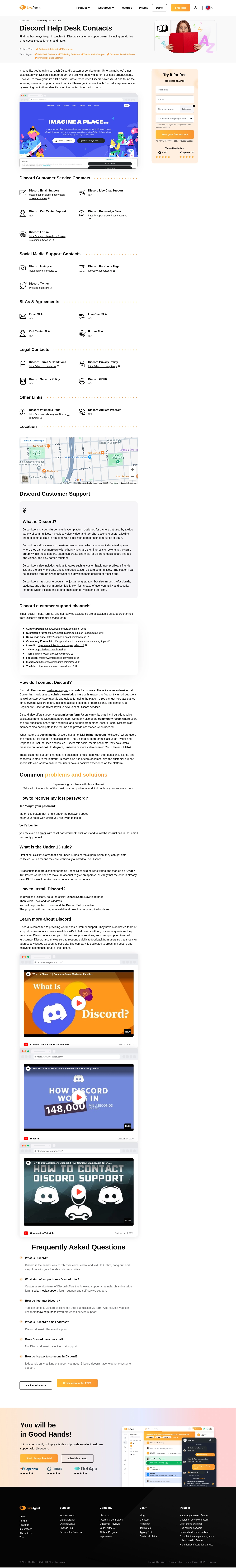 Discord Help Desk Contacts - LiveAgent