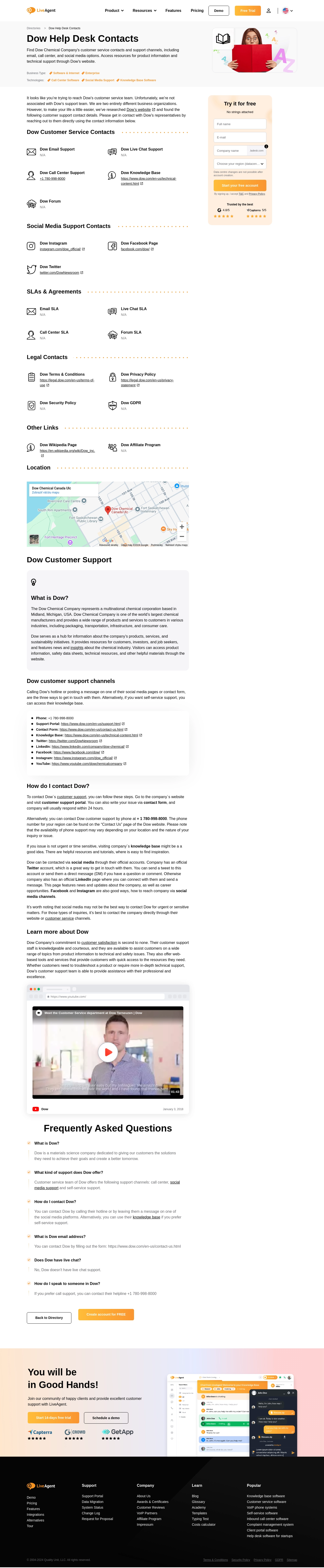 Dow Help Desk Contacts - LiveAgent