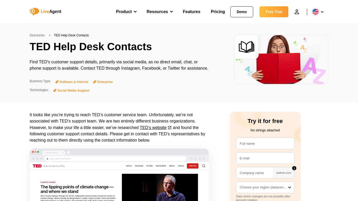 TED Help Desk Contacts - LiveAgent