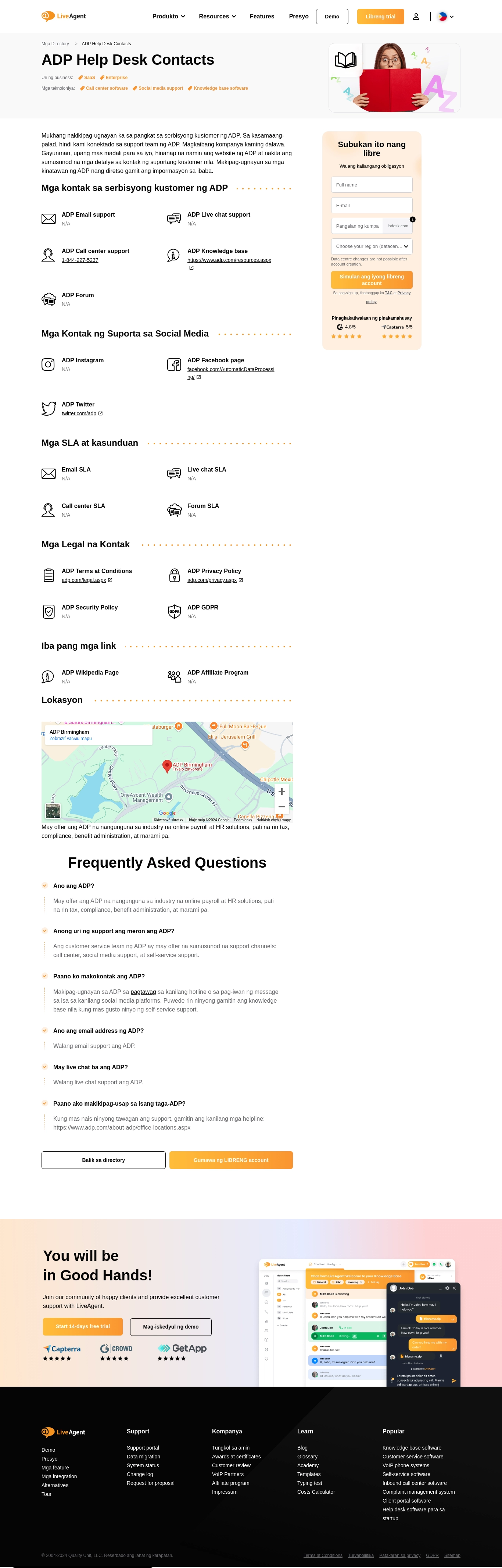 ADP Help Desk Contacts - LiveAgent