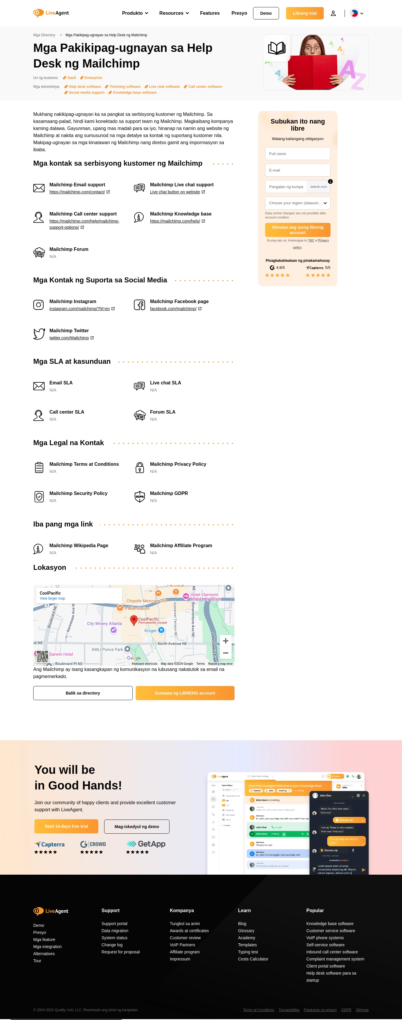 Mga Pakikipag-ugnayan sa Help Desk ng Mailchimp - LiveAgent