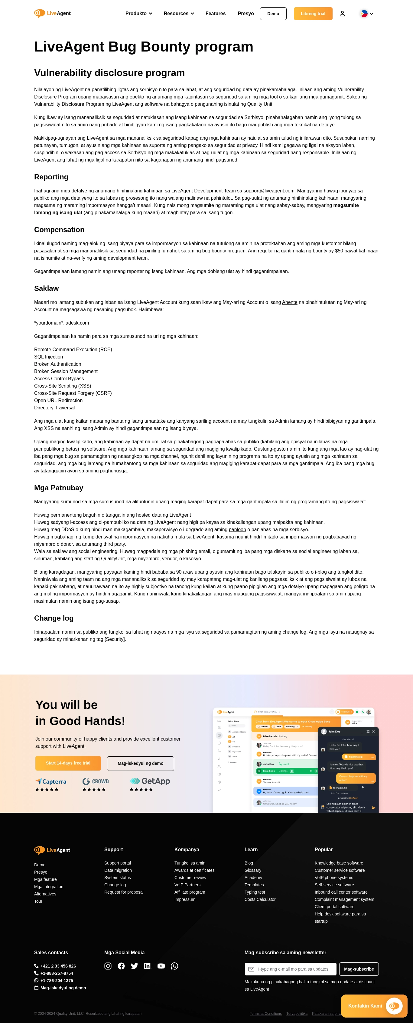 LiveAgent Bug Bounty Program | LiveAgent