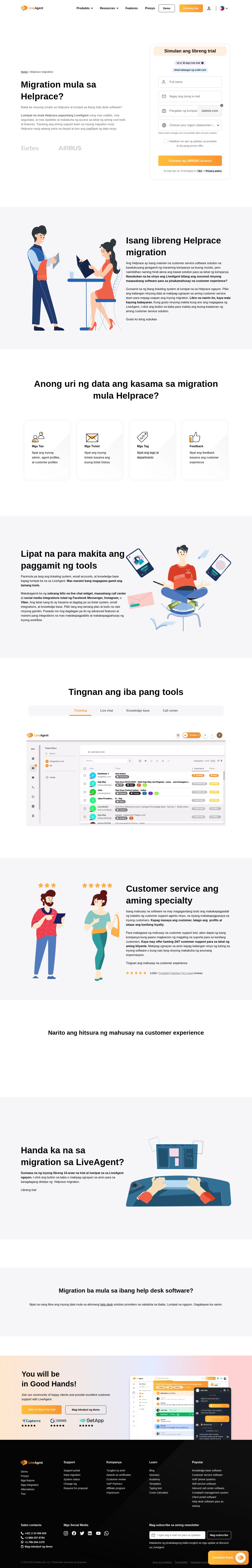 Helprace migration - LiveAgent