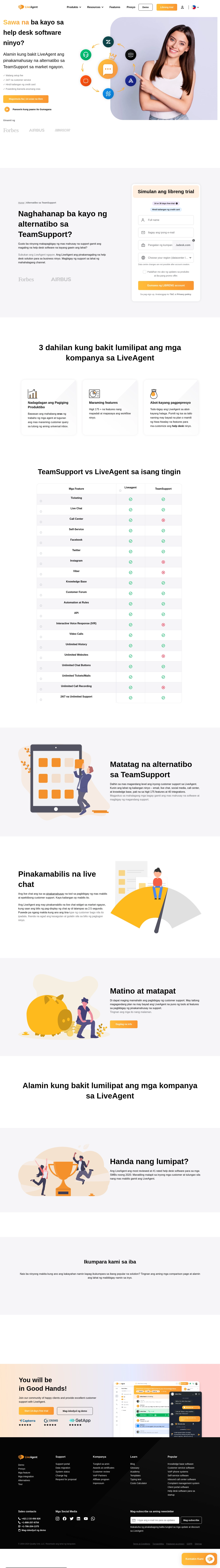 Alternatibo sa TeamSupport - LiveAgent