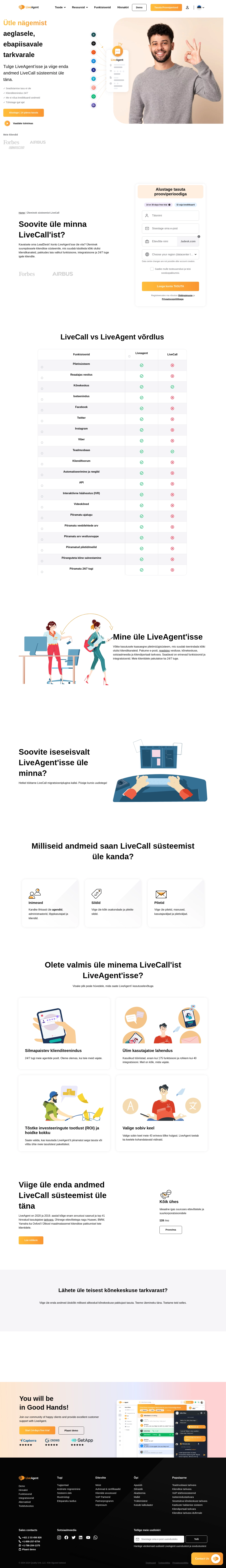 Üleminek süsteemist LiveCall - LiveAgent