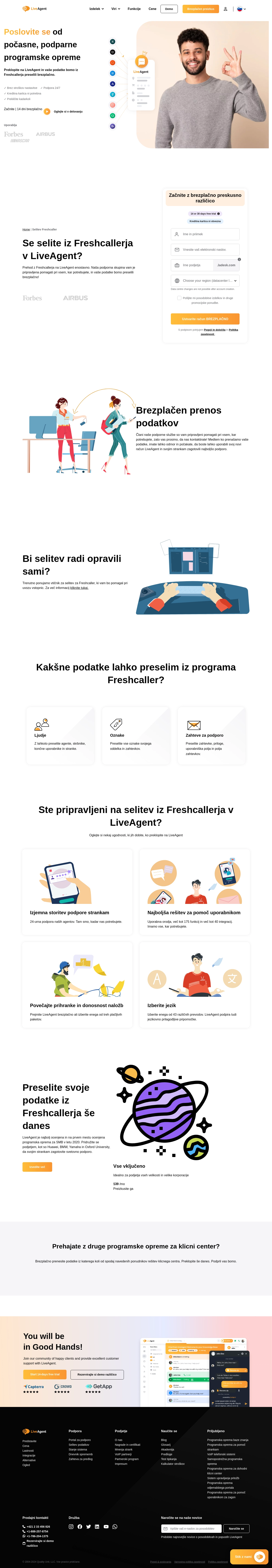 Selitev Freshcaller - LiveAgent