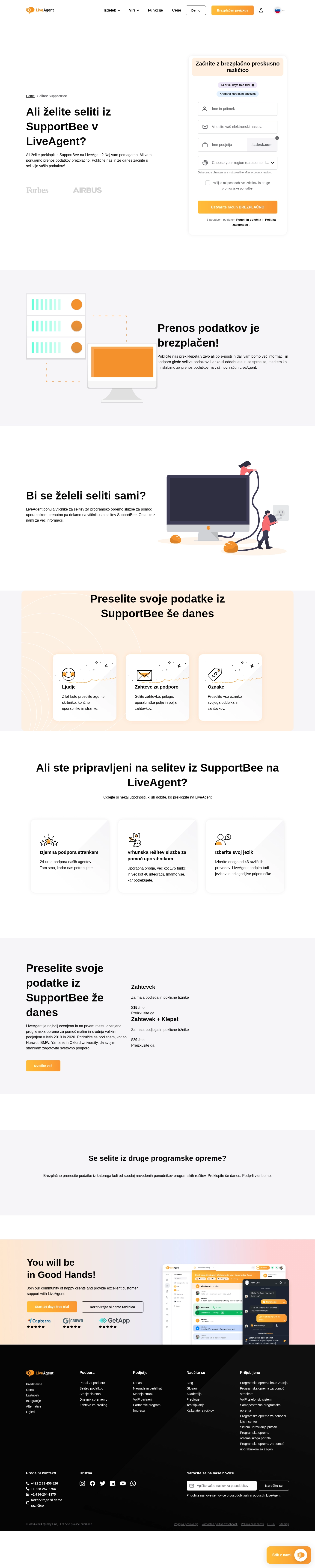 Selitev SupportBee - LiveAgent