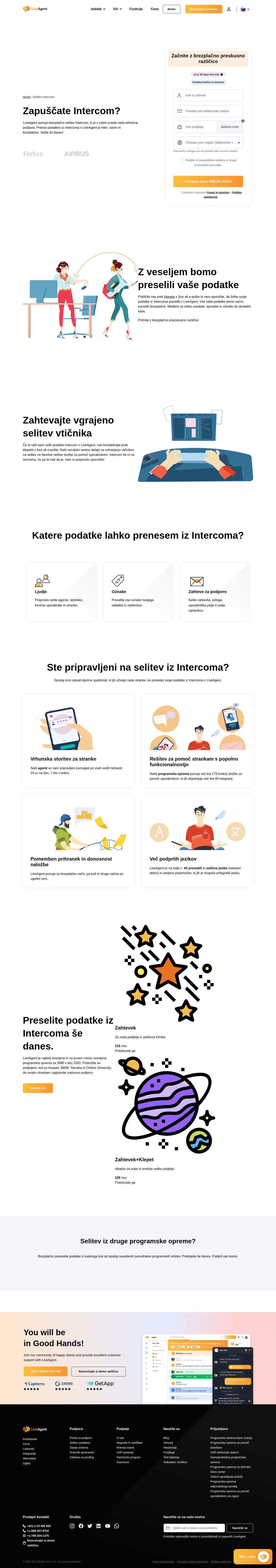 Selitev Intercom - LiveAgent
