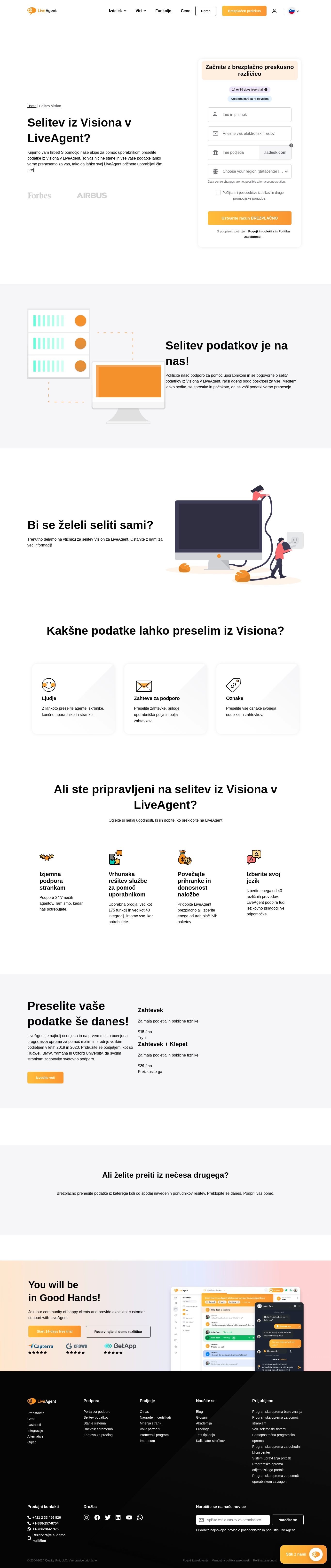 Selitev Vision - LiveAgent