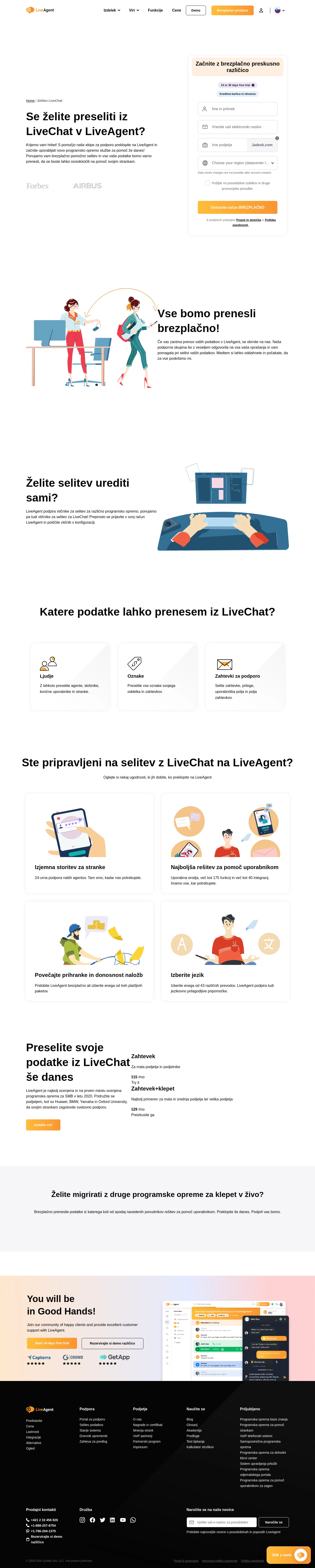 Selitev LiveChat - LiveAgent