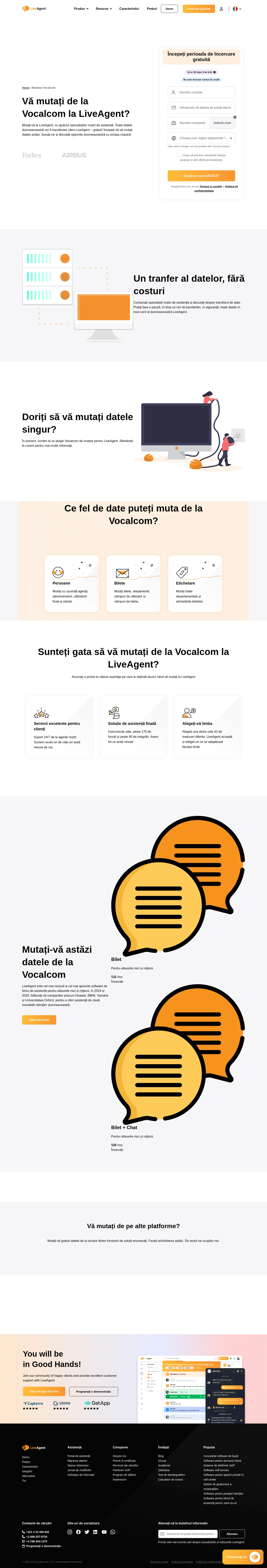 Mutarea Vocalcom - LiveAgent