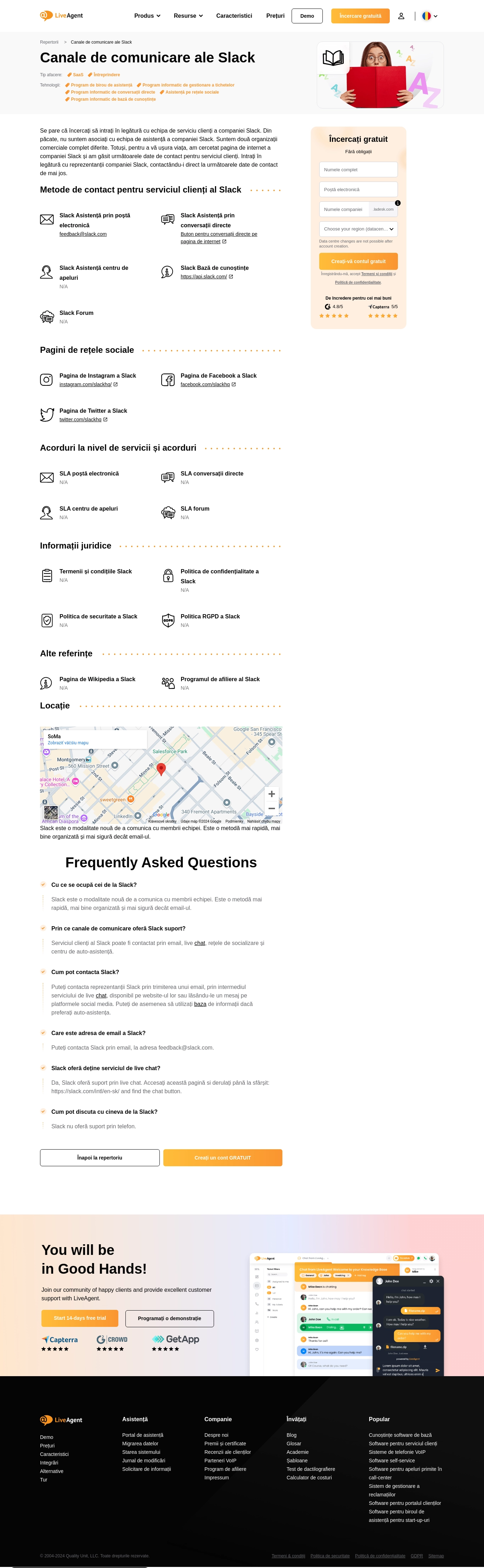 Canale de comunicare ale Slack - LiveAgent