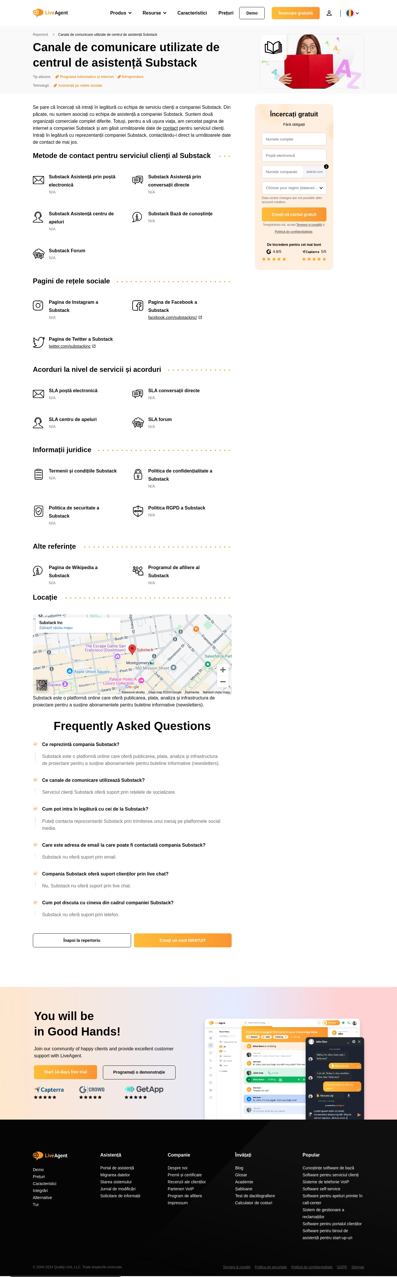 Canale de comunicare utilizate de centrul de asistență Substack - LiveAgent