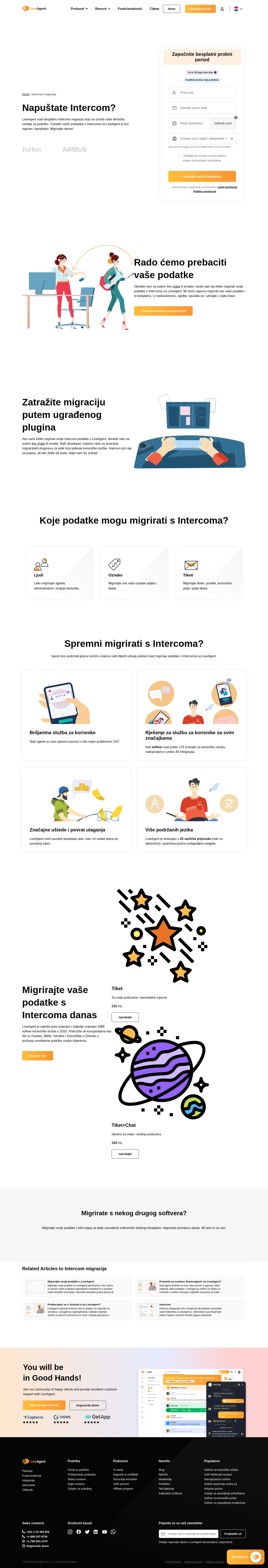 Intercom migracija - LiveAgent