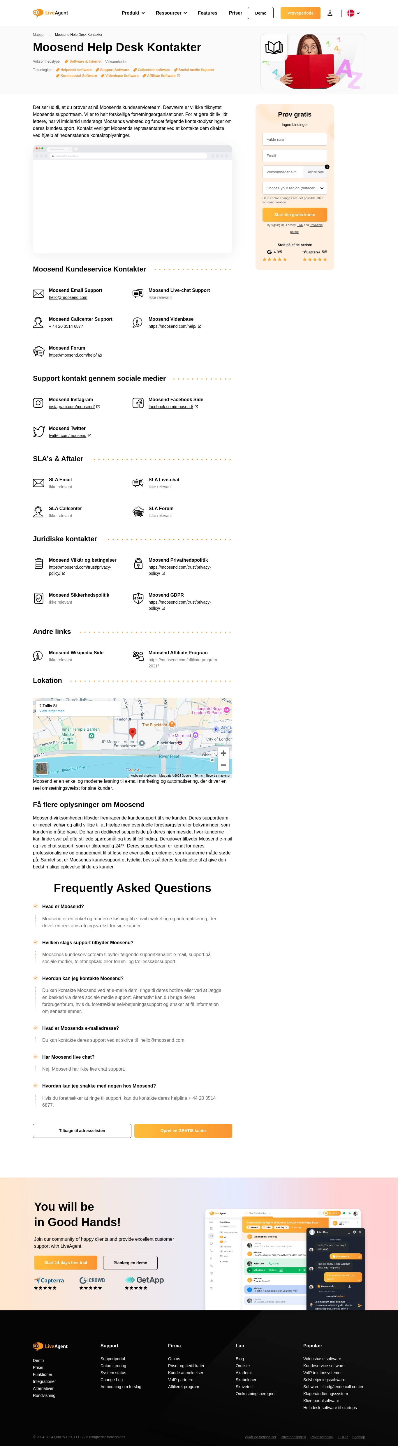 Moosend Help Desk Kontakter - LiveAgent