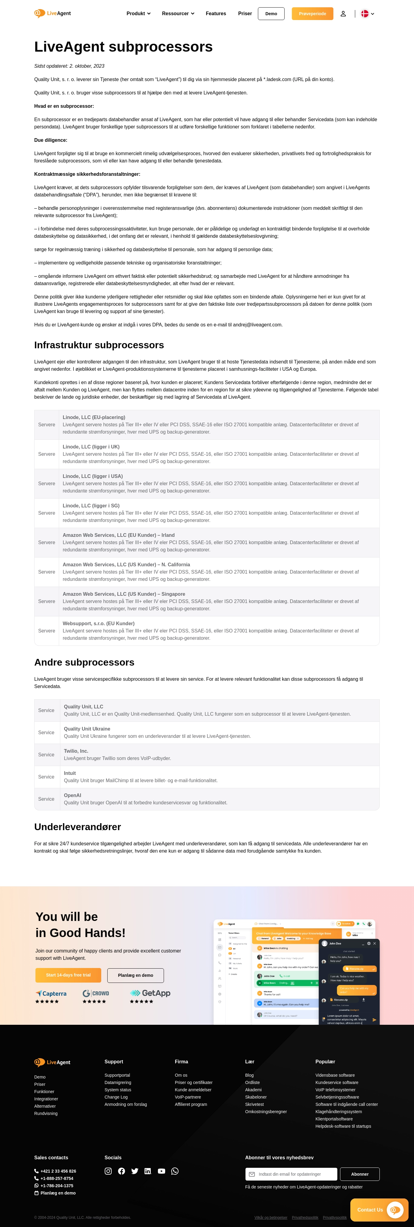 Subprocessors | LiveAgent
