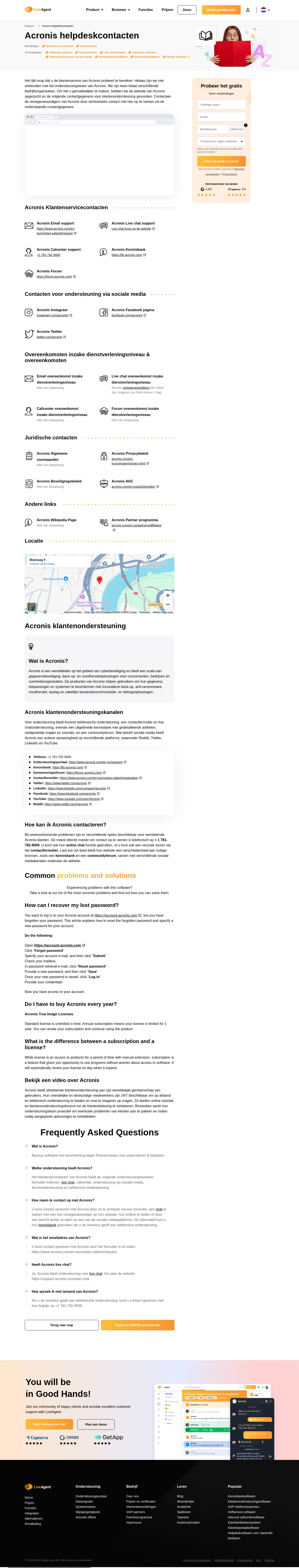 Acronis helpdeskcontacten - LiveAgent