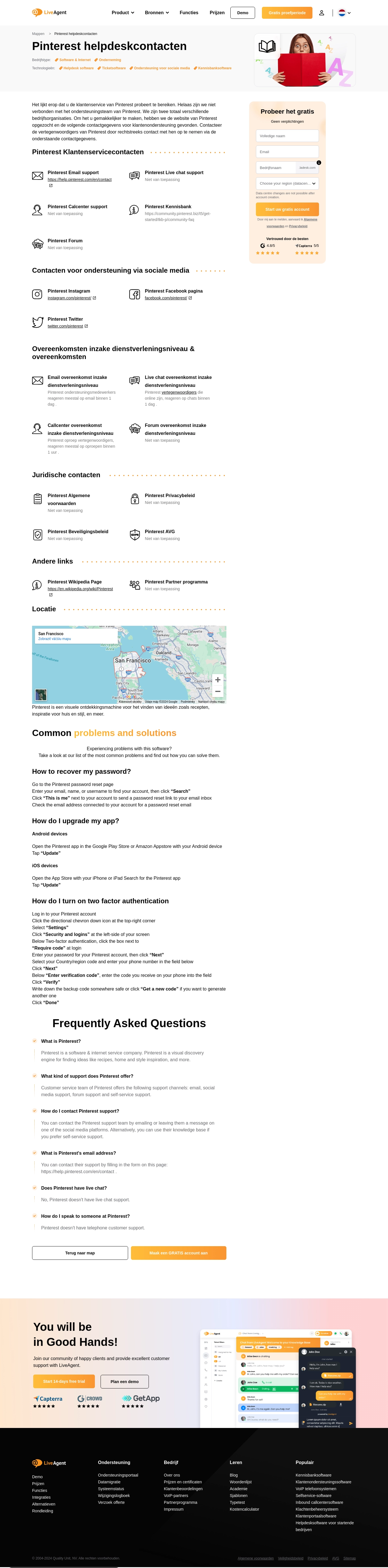 Pinterest helpdeskcontacten - LiveAgent