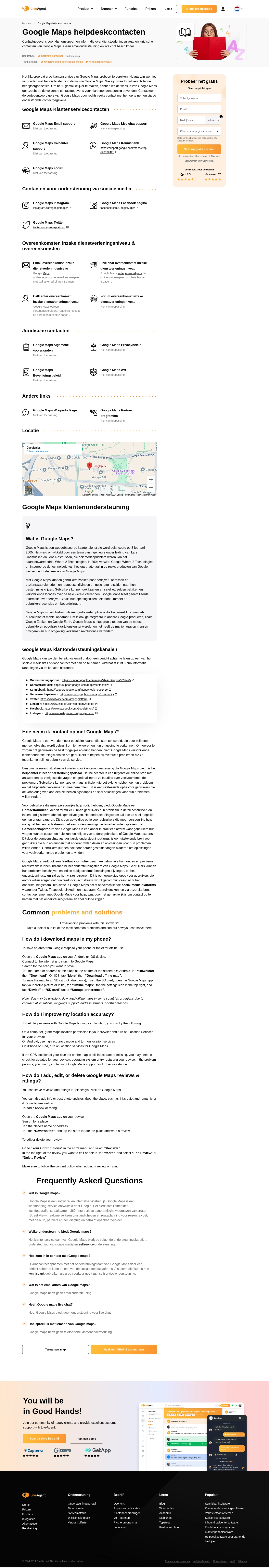 Google Maps helpdeskcontacten - LiveAgent