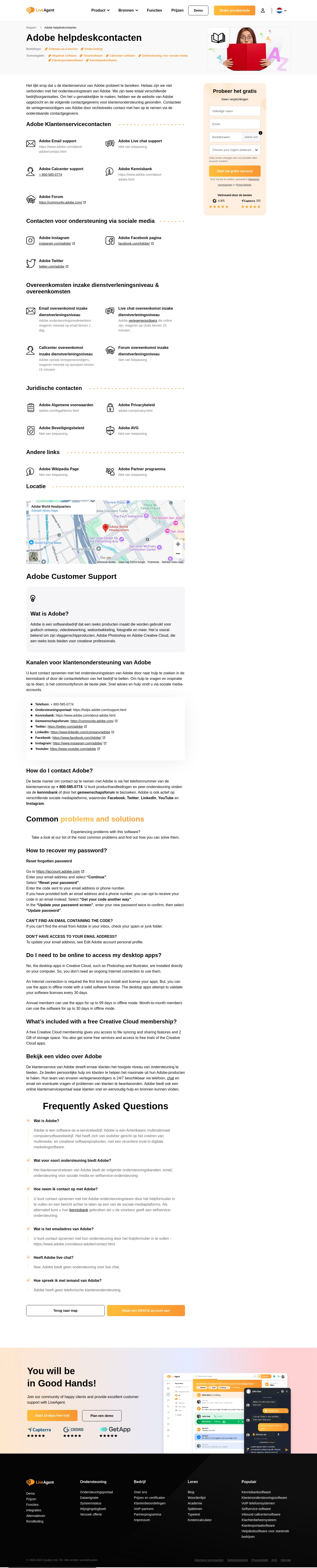 Adobe helpdeskcontacten - LiveAgent