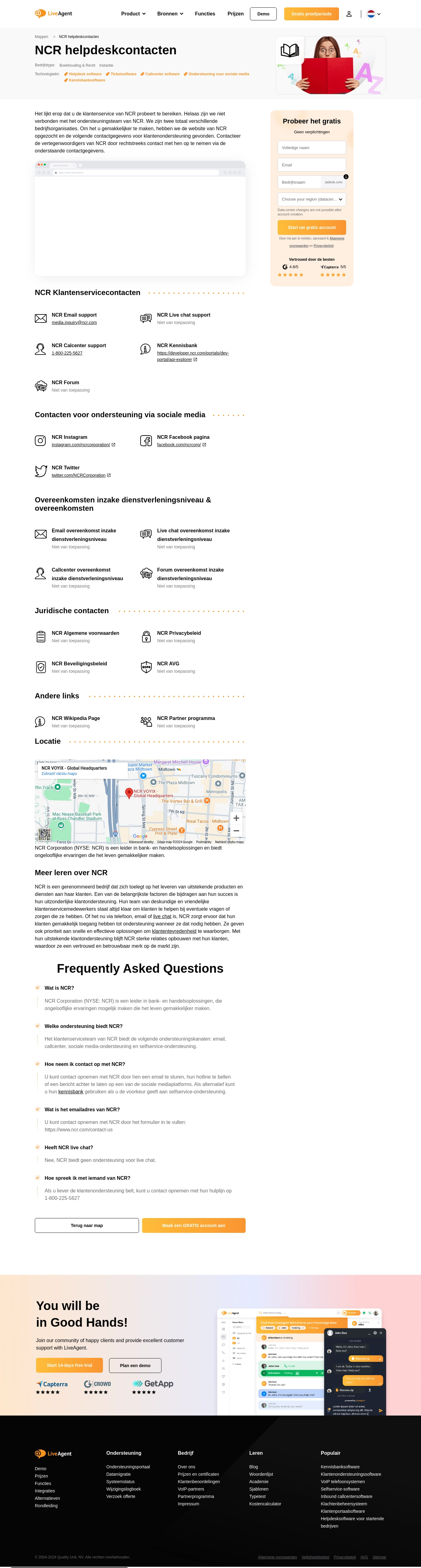 NCR helpdeskcontacten - LiveAgent