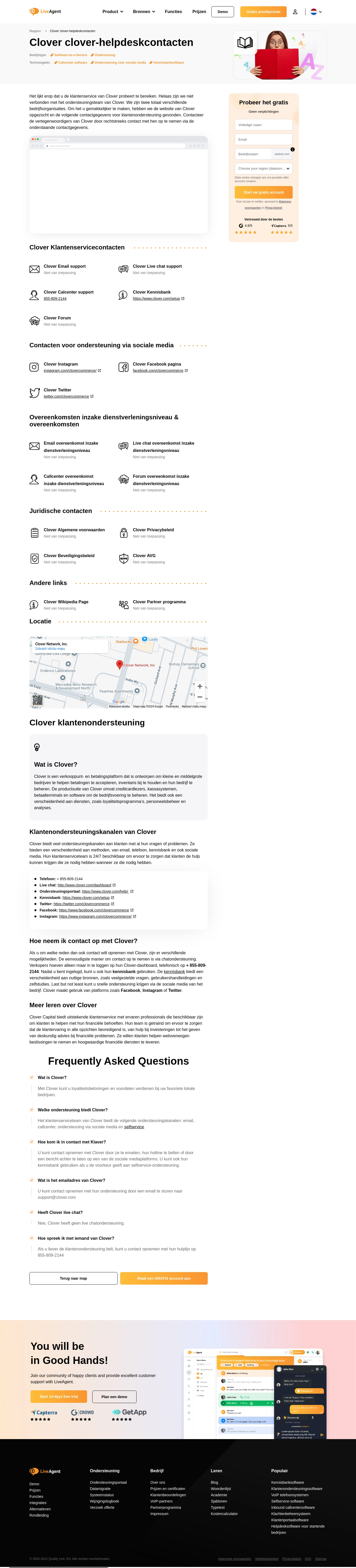 Clover clover-helpdeskcontacten - LiveAgent