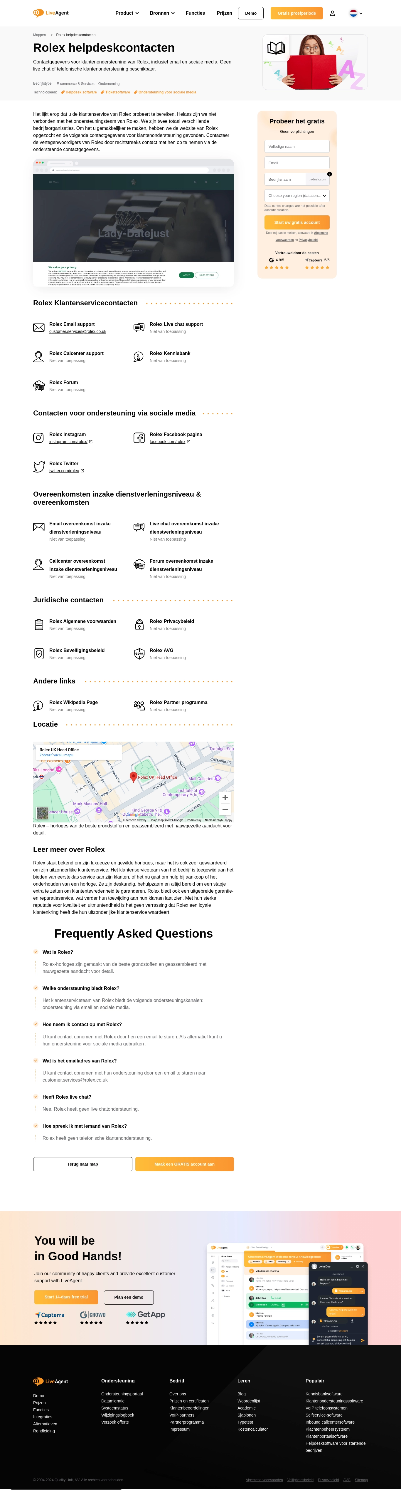 Rolex helpdeskcontacten - LiveAgent