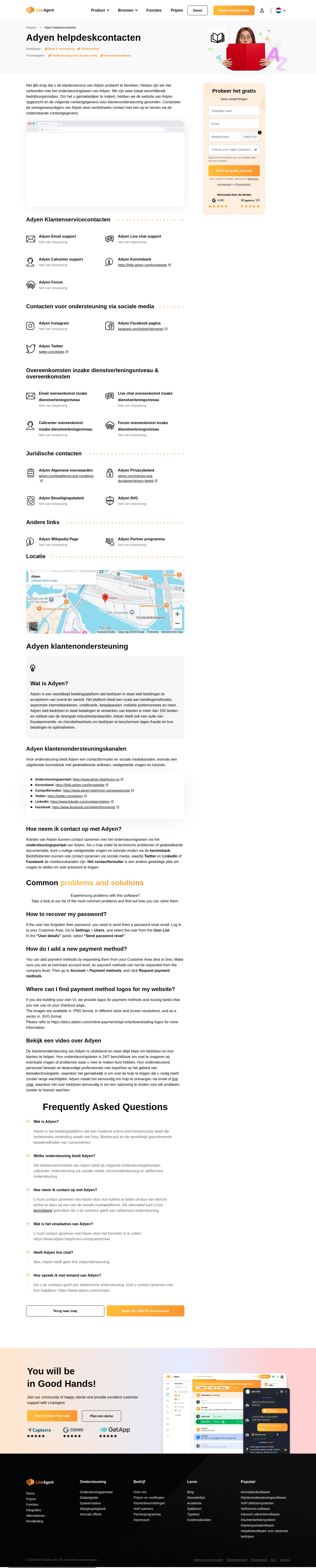 Adyen helpdeskcontacten - LiveAgent